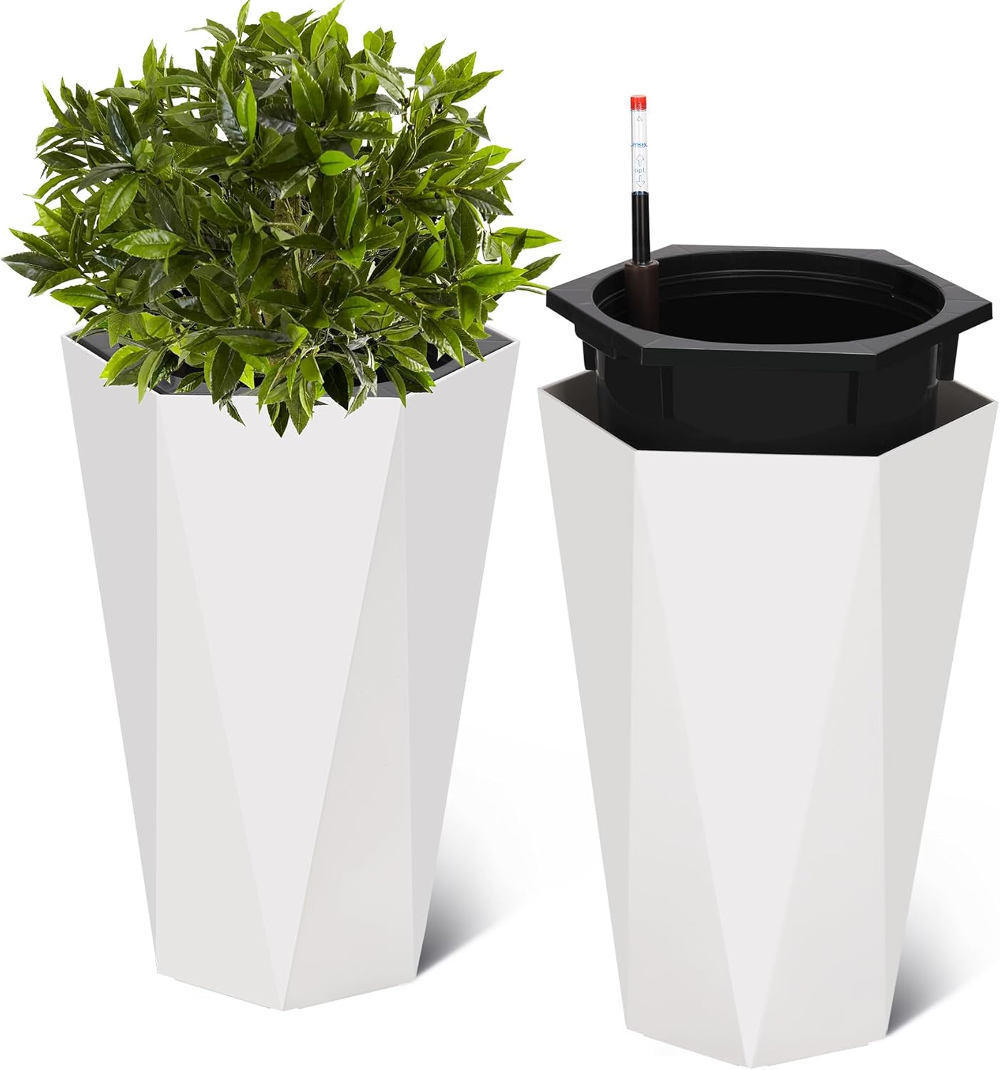 Amazon.com : GarveeLife 22.5 Inch Tall Diamond Planters Set of 2, Self ...