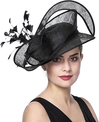 Amazon.com: SAFERIN Fascinators Hat Flower Mesh Ribbons Feathers on a ...