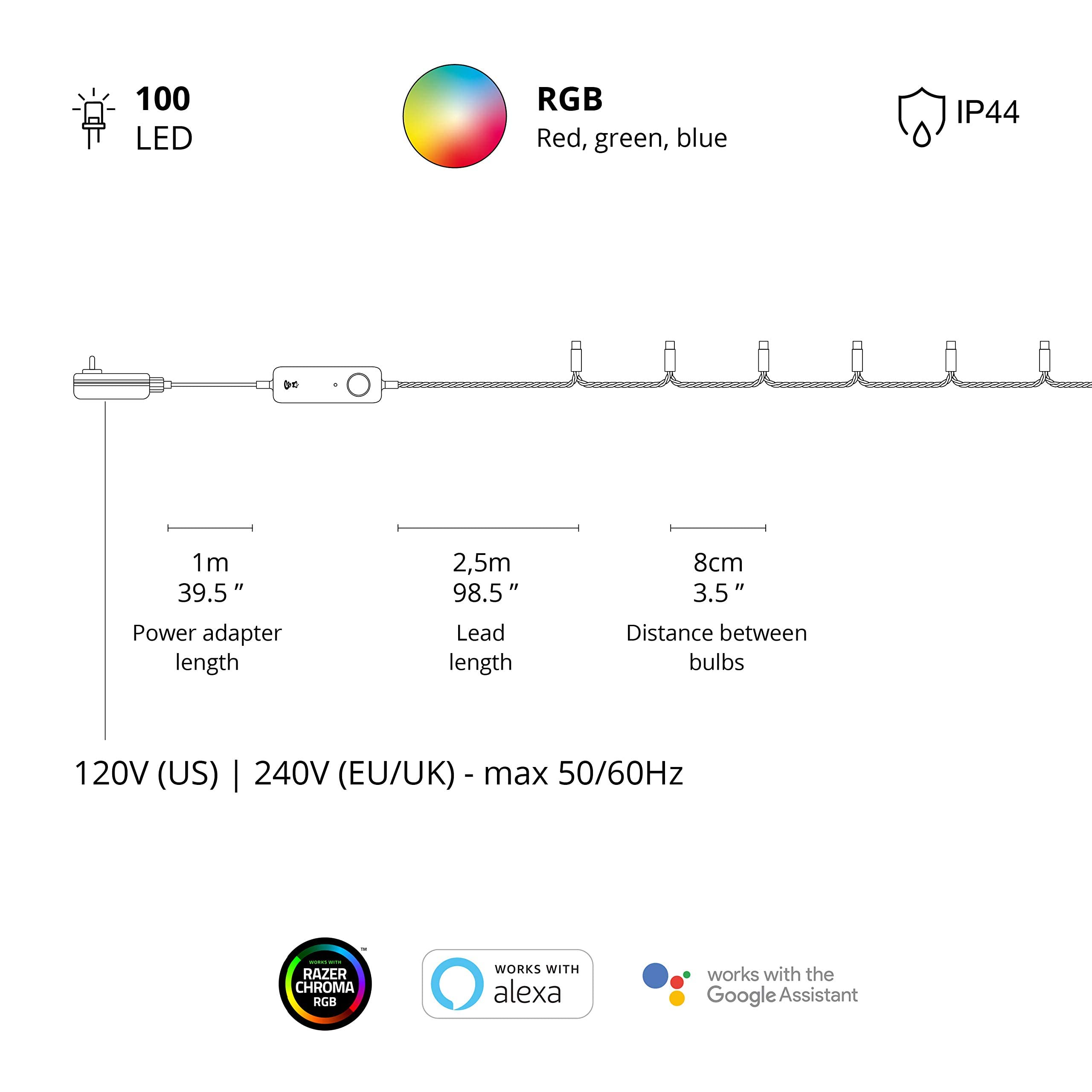 Twinkly Icicle - Luci pendenti con 190 LED RGB + bianco caldo puro ...