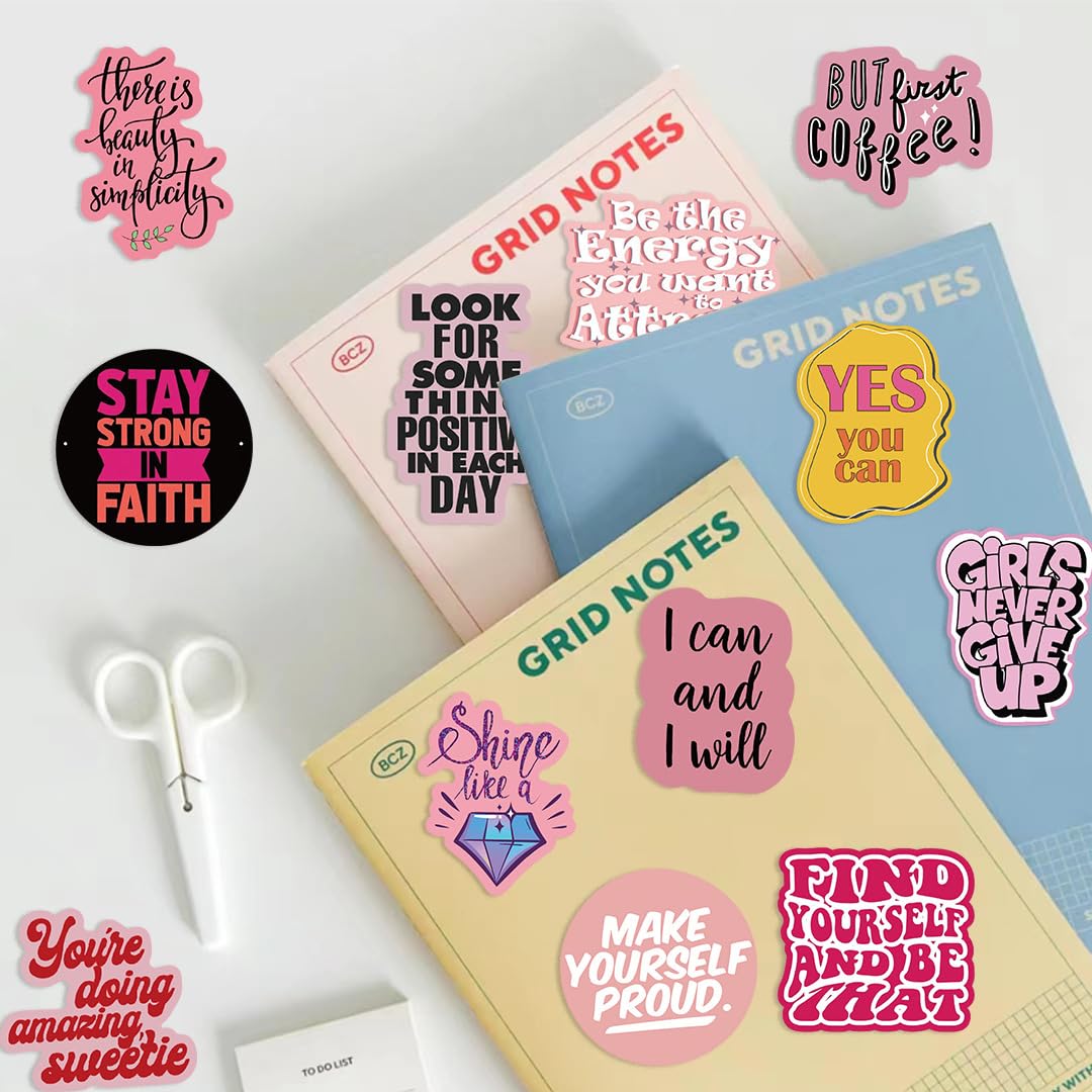 Pink Inspirational Phrase Stickers 50 Pcs Vinyl Aesthetic Motivational ...