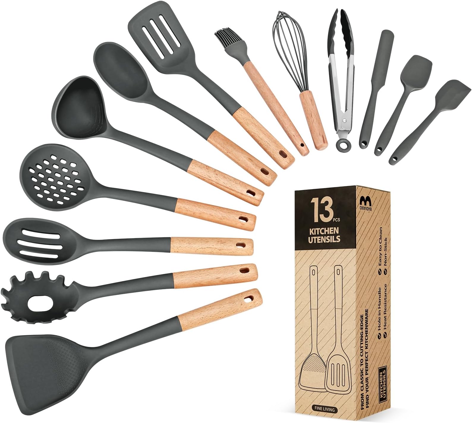 Amazon.com: Cooking Utensil Set Kitchen Silicone Utensils Cook Set of 5 ...