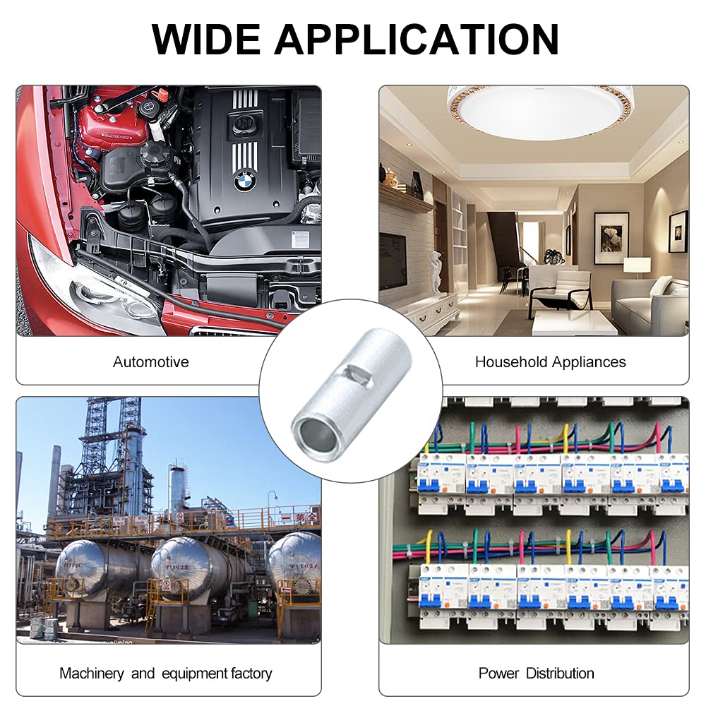 Snapklik.com : Non Insulated Butt Connectors 50pcs 8 Gauge Electrical ...