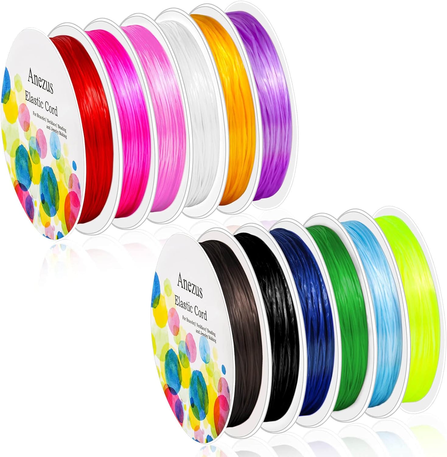 Amazon.com: Elastic String for Bracelets, Anezus 12 Rolls Beading Wire ...