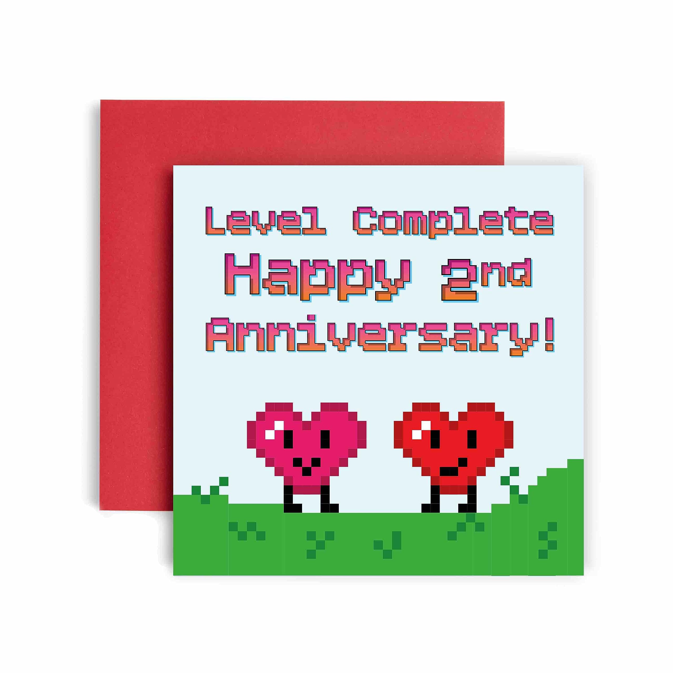 Huxters 2nd Anniversary Card – Level Complete Anniversary Love!– Funny ...