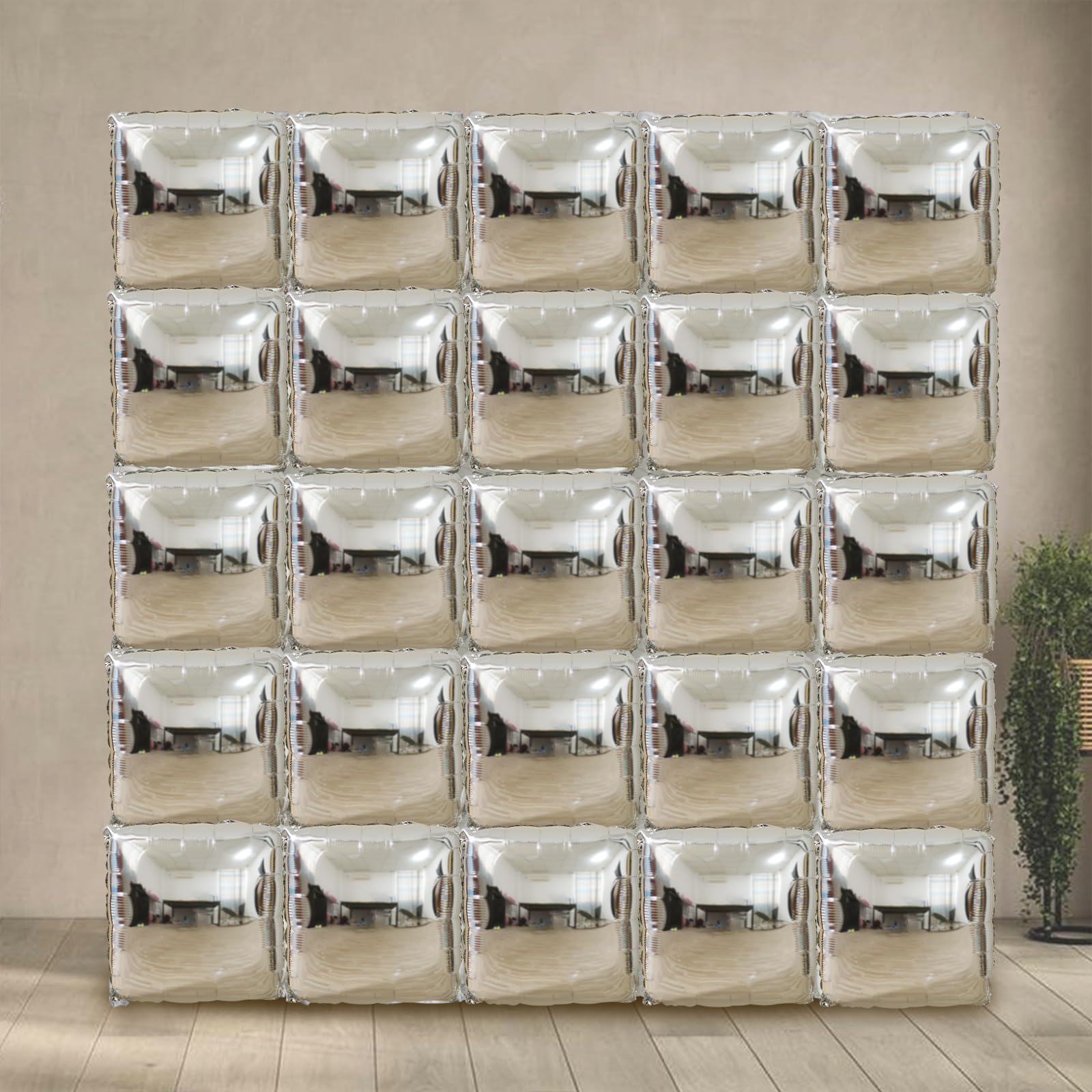 Amazon.com: Silver Square Foil Balloons Wall Tunnel Backdrop Double ...