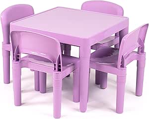 Amazon.com: Humble Crew Kids Plastic Table and 4 Chairs Set, Purple ...