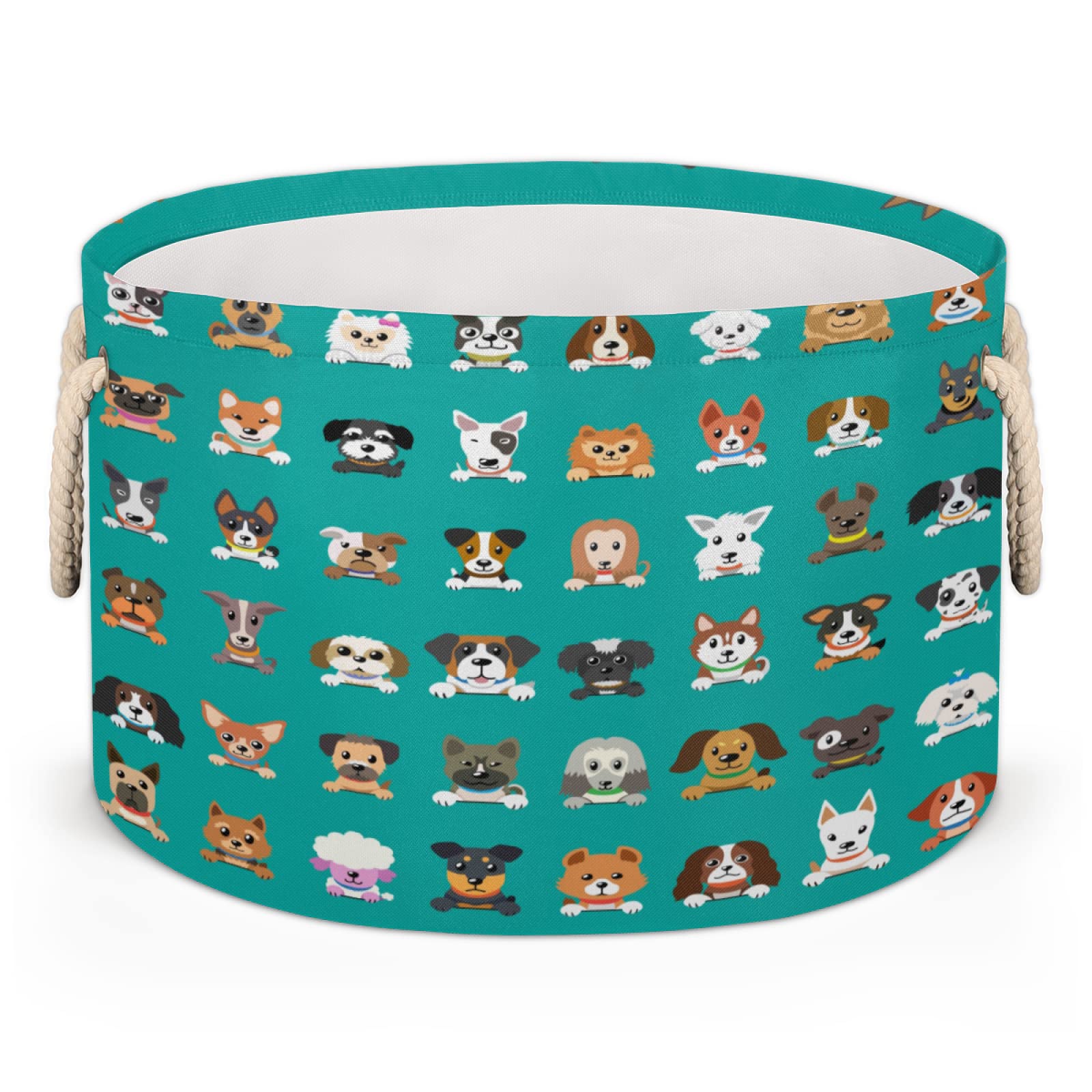 Amazon.com: Large Round Storage Basket Kawaii Cute Dog Pattern ...