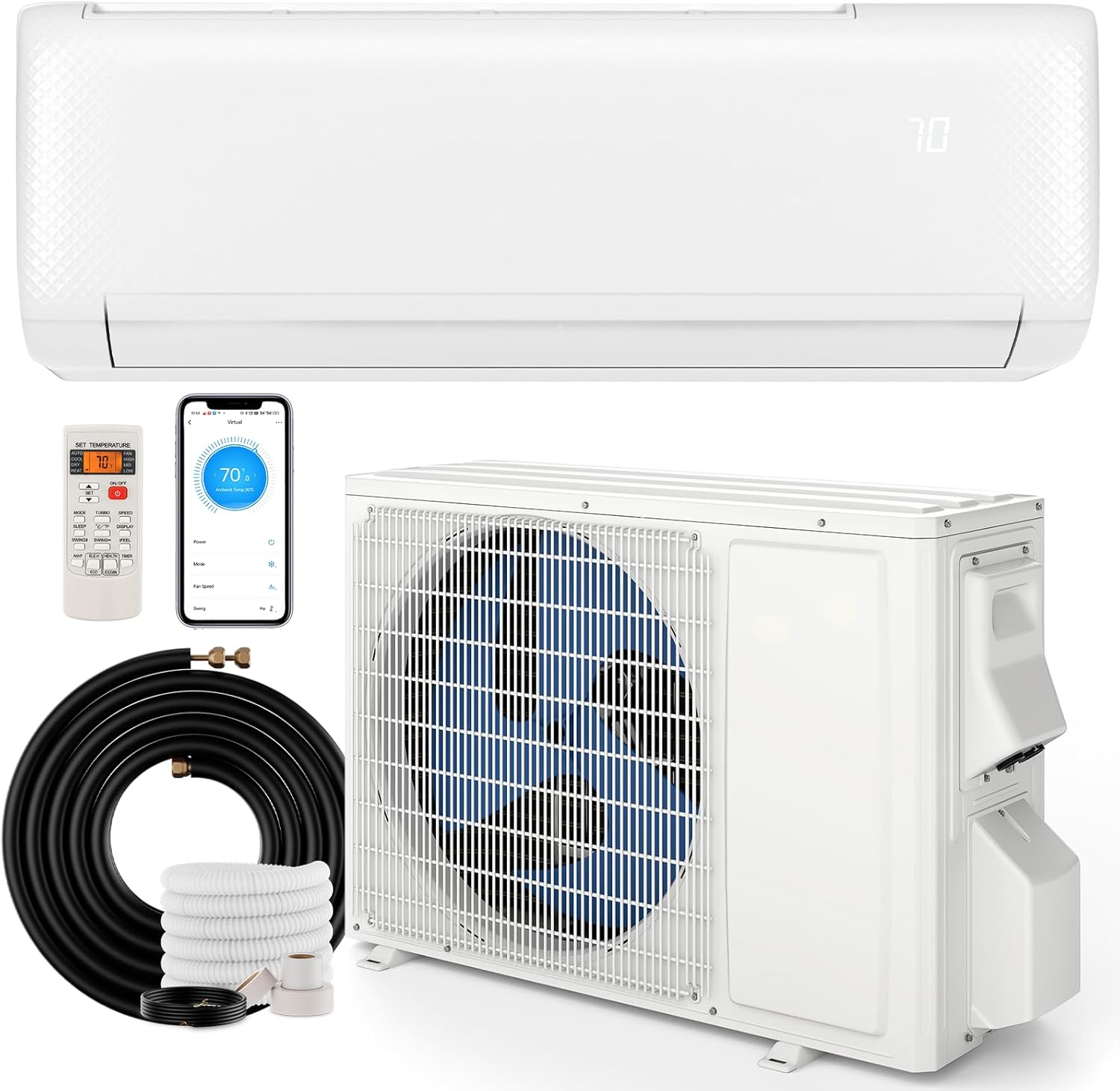 Amazon.com: SIMOE 12,000 BTU Wifi Enabled Mini Split, Cools Up to 550 Sq.Ft, 115V SEER2 22, Air ...