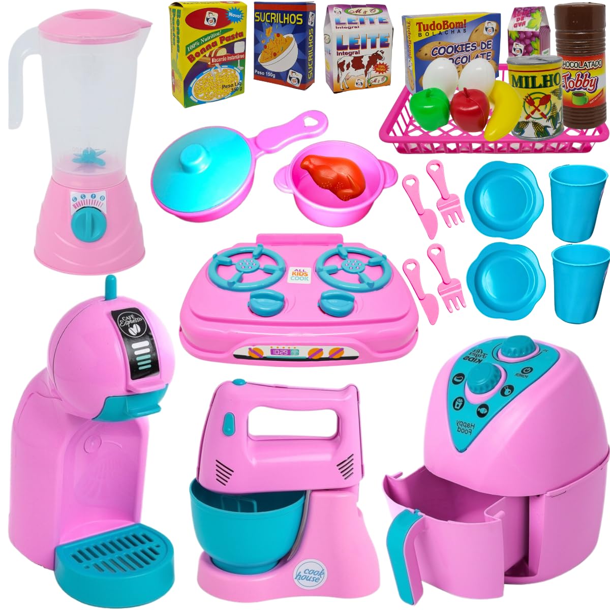 Kit Cozinha De Brinquedo Infantil Completa Com Comidinhas 30 Pcs ...