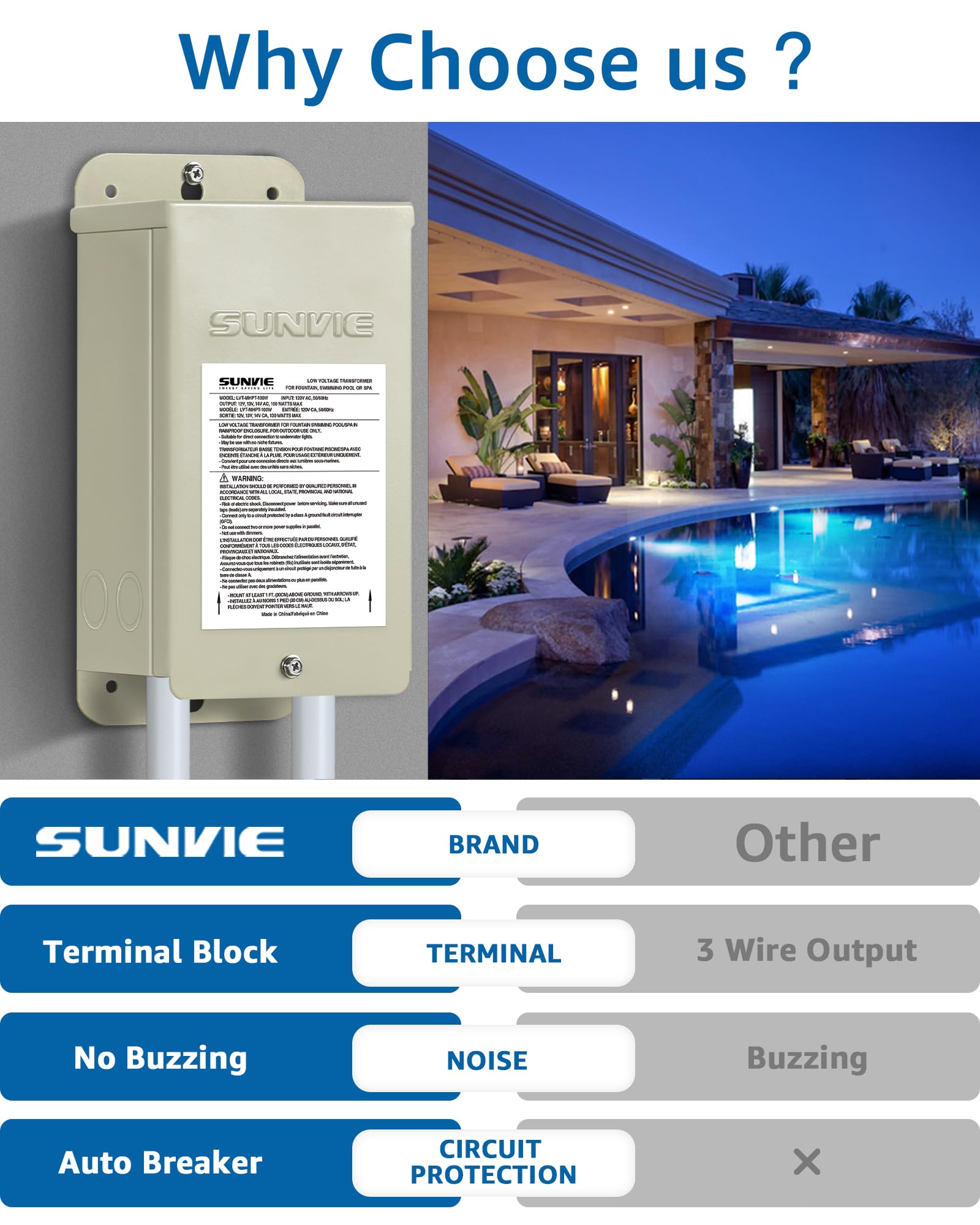 Snapklik.com : 100W Pool Light Transformer 120V To 12V/13V/14V AC ...