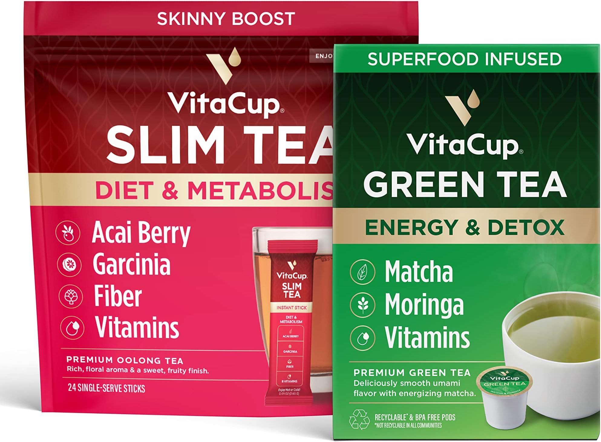 Amazon.com: VitaCup Slim Instant Tea Packets 24ct Oolong Tea w/Acai ...