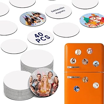 Amazon.com: 40 Pcs Sublimation Magnets Custom Round Fridge Magnets ...
