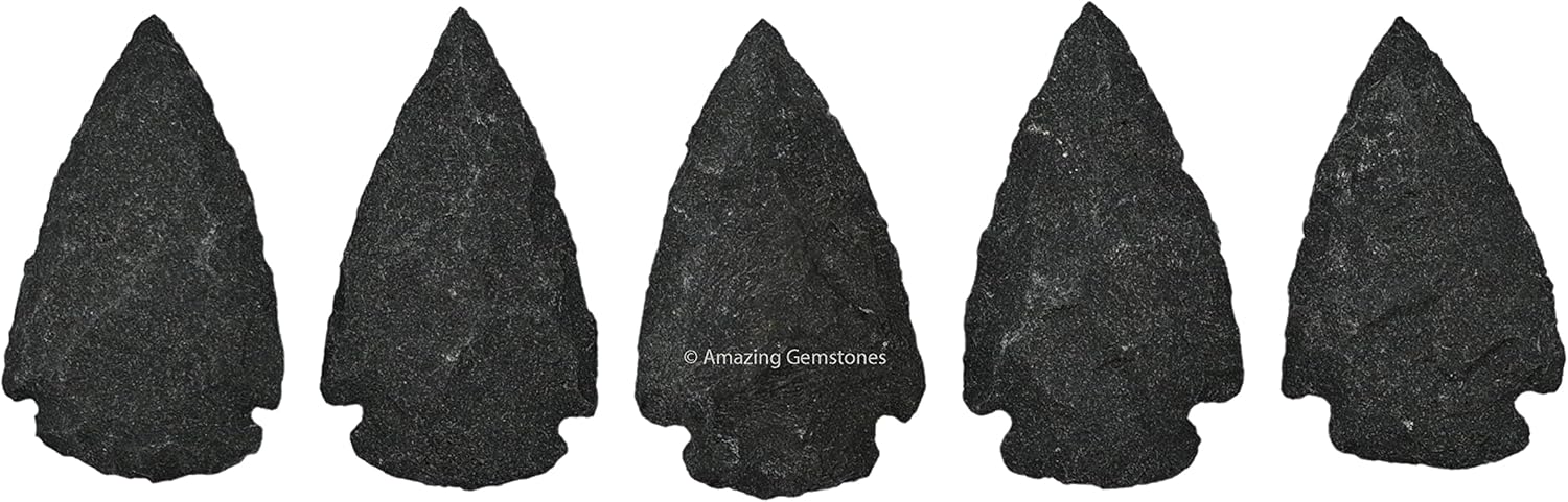 Amazon.com: 5 Pieces Black Agate Arrowhead, Natural Crystal and Healing ...