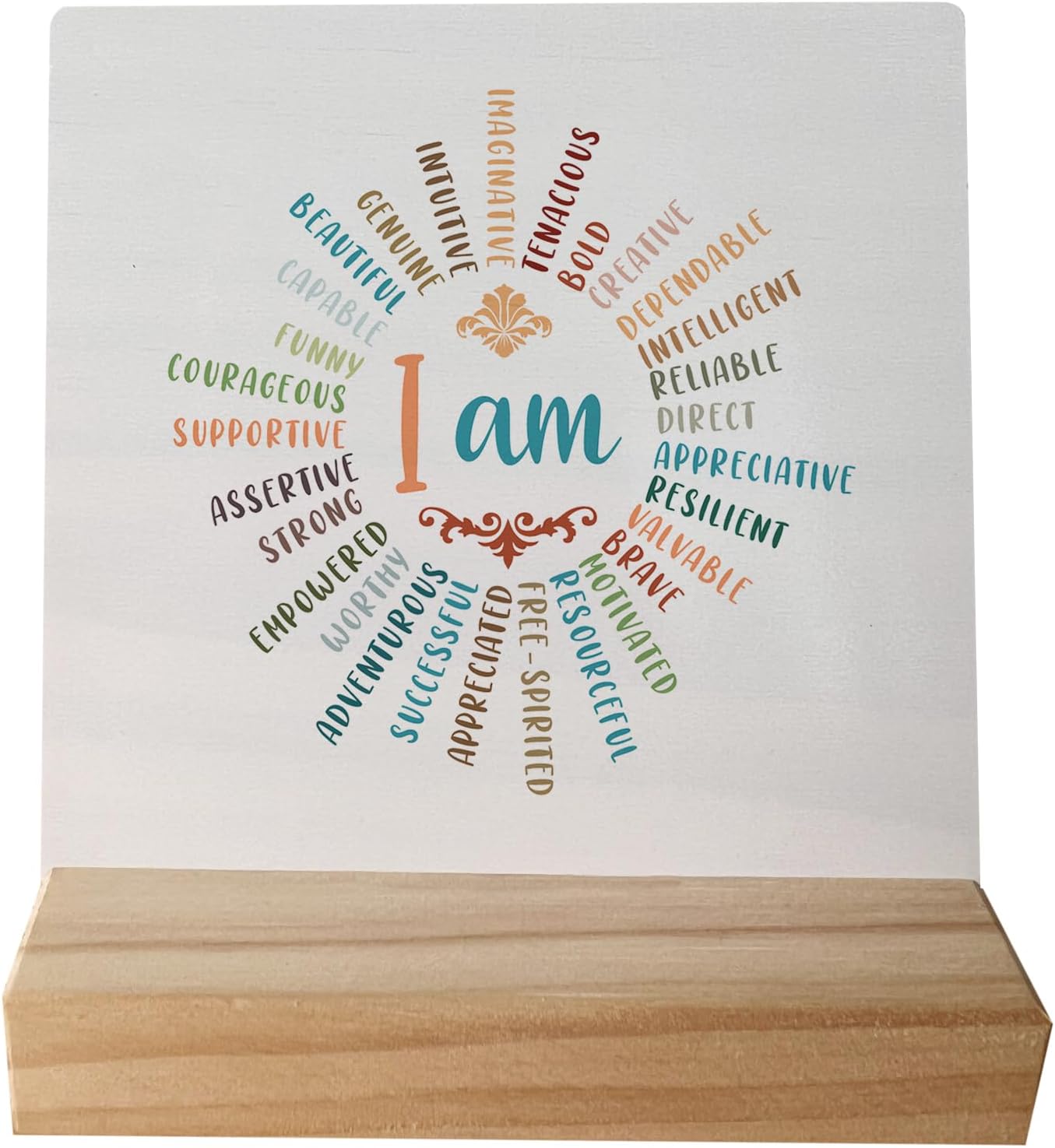 Amazon.com: Positive Affirmations I am Motivational Desk Small Wood ...