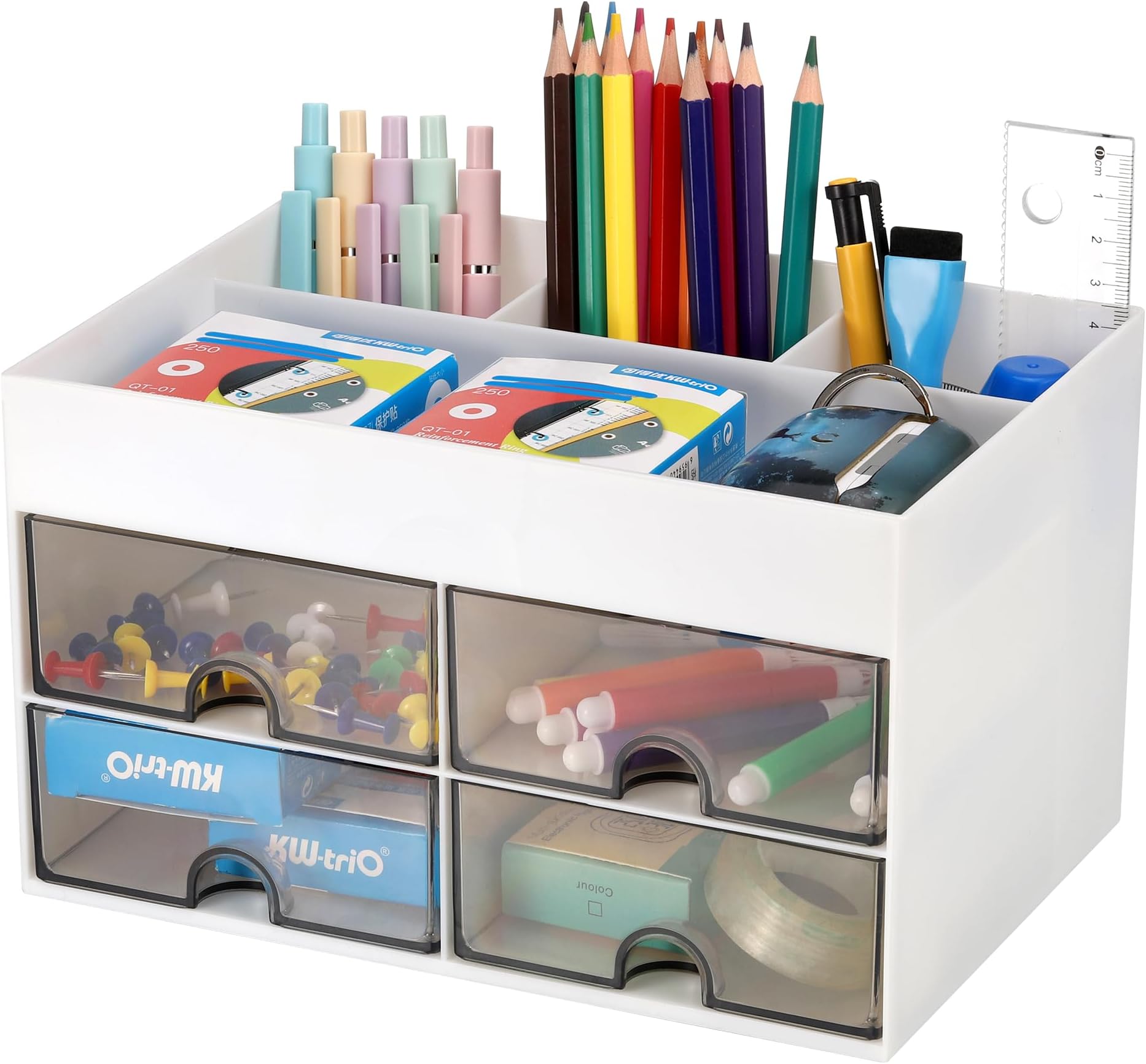 JIANTA Desk Organiser with 4 Drawers, Multifunctional Space Saving Desk ...