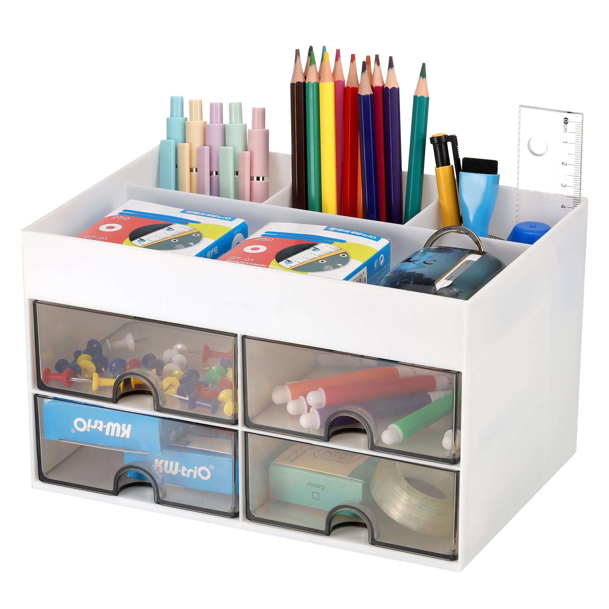 JIANTA Desk Organiser with 4 Drawers, Multifunctional Space Saving Desk ...