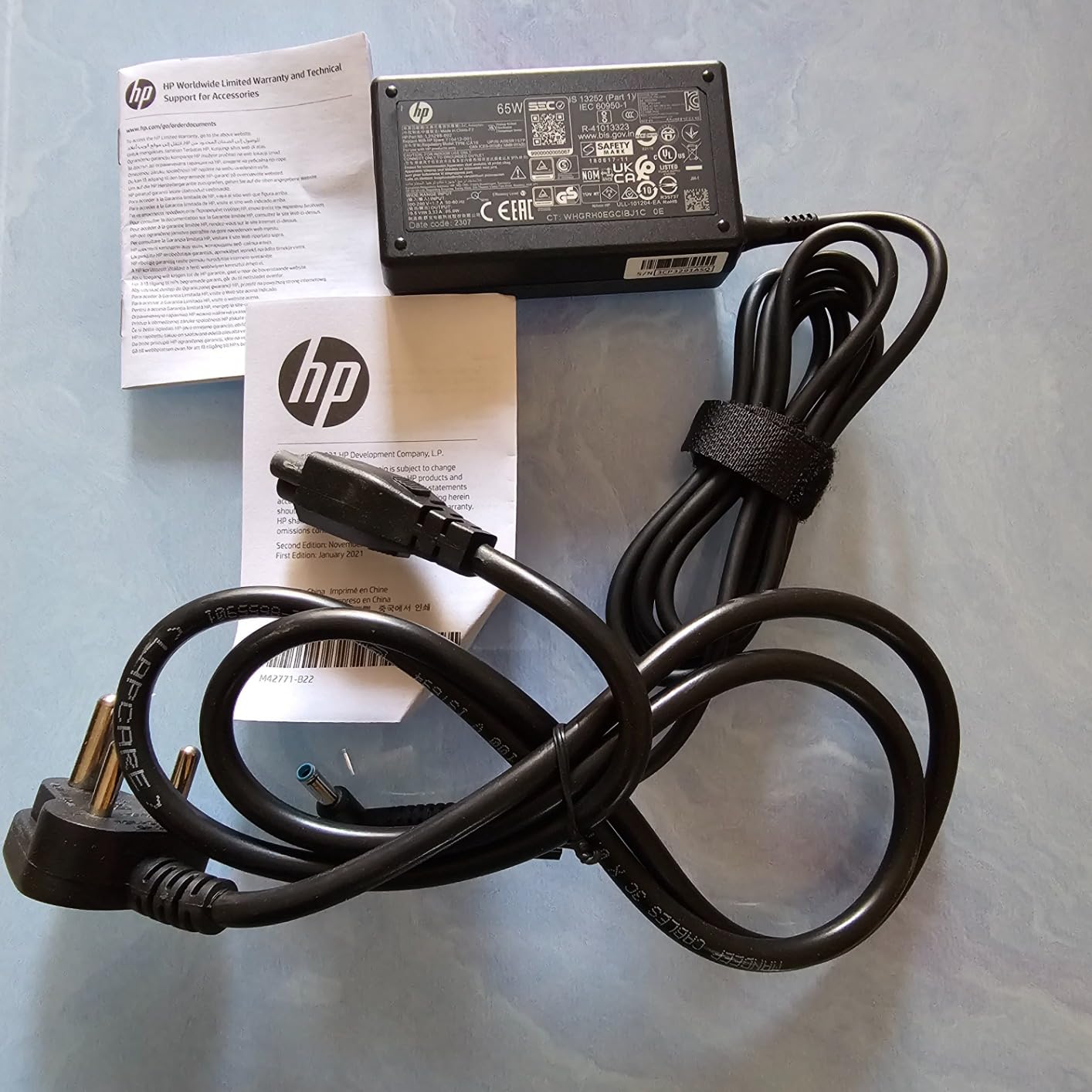 HP Blue Pin Original Laptop Charger 19.5V 3.33A 65W Adapter (with 3 Pin ...