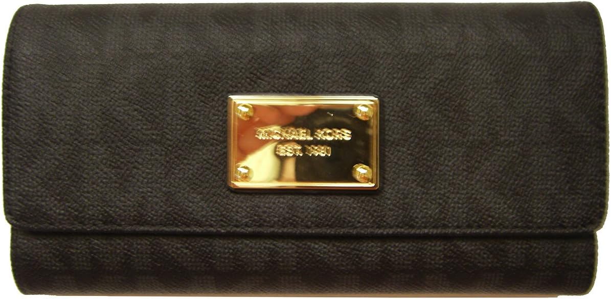 Amazon.com: Michael Kors Jet Set Item Checkbook Wallet MK Signature PVC ...
