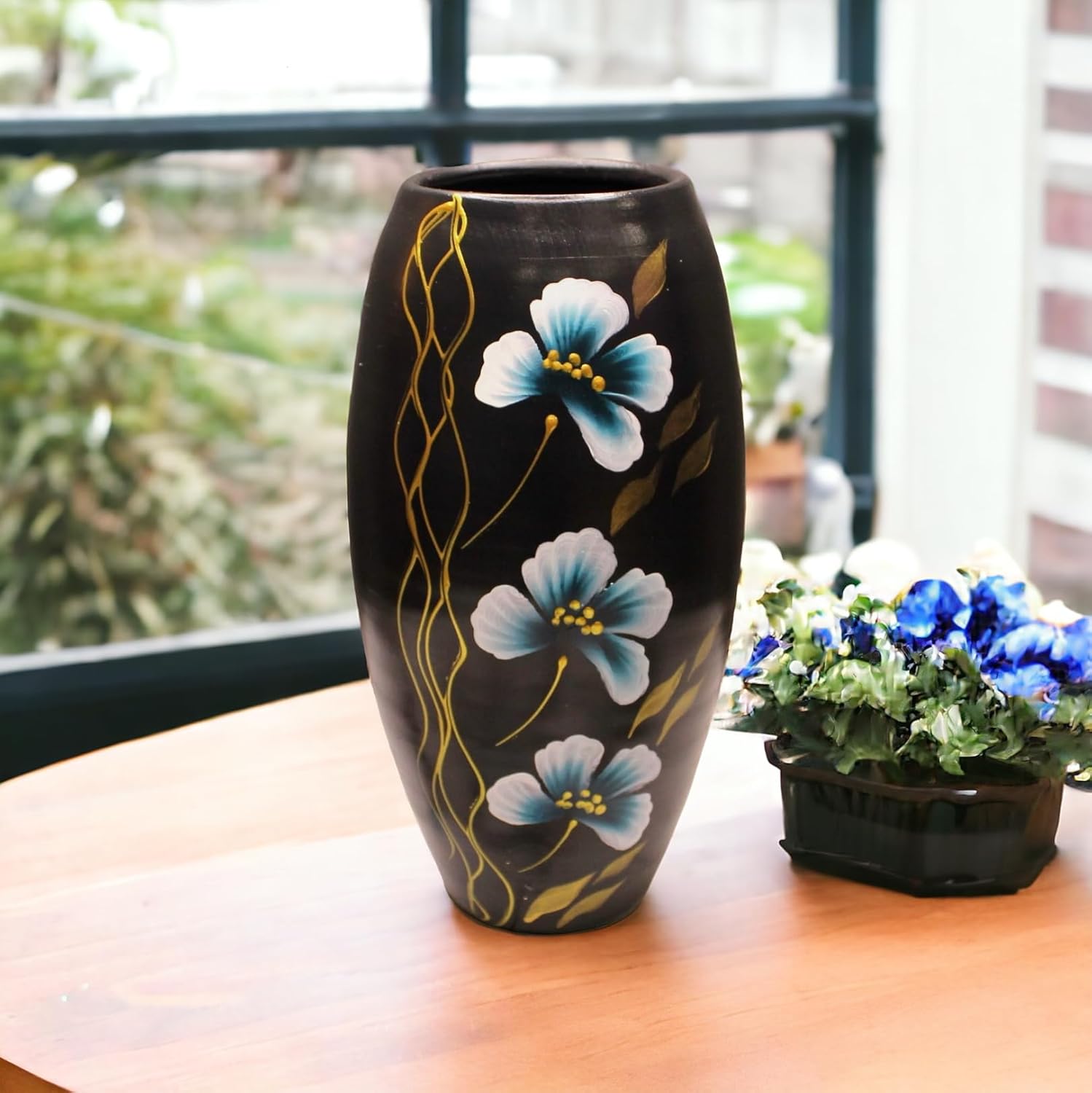 Amazon.com: Blue Pansy Vase, Handmade Vase, Ceramic Vase, New Home ...