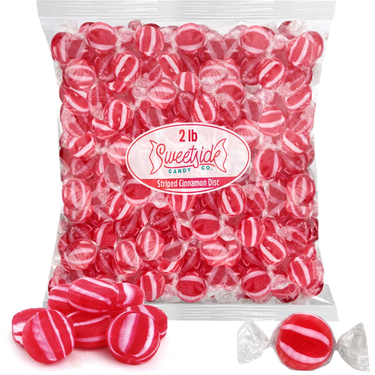 Amazon.com : Striped Cinnamon Discs, 2 Pound Bag of Cinnamon Hard Candy ...