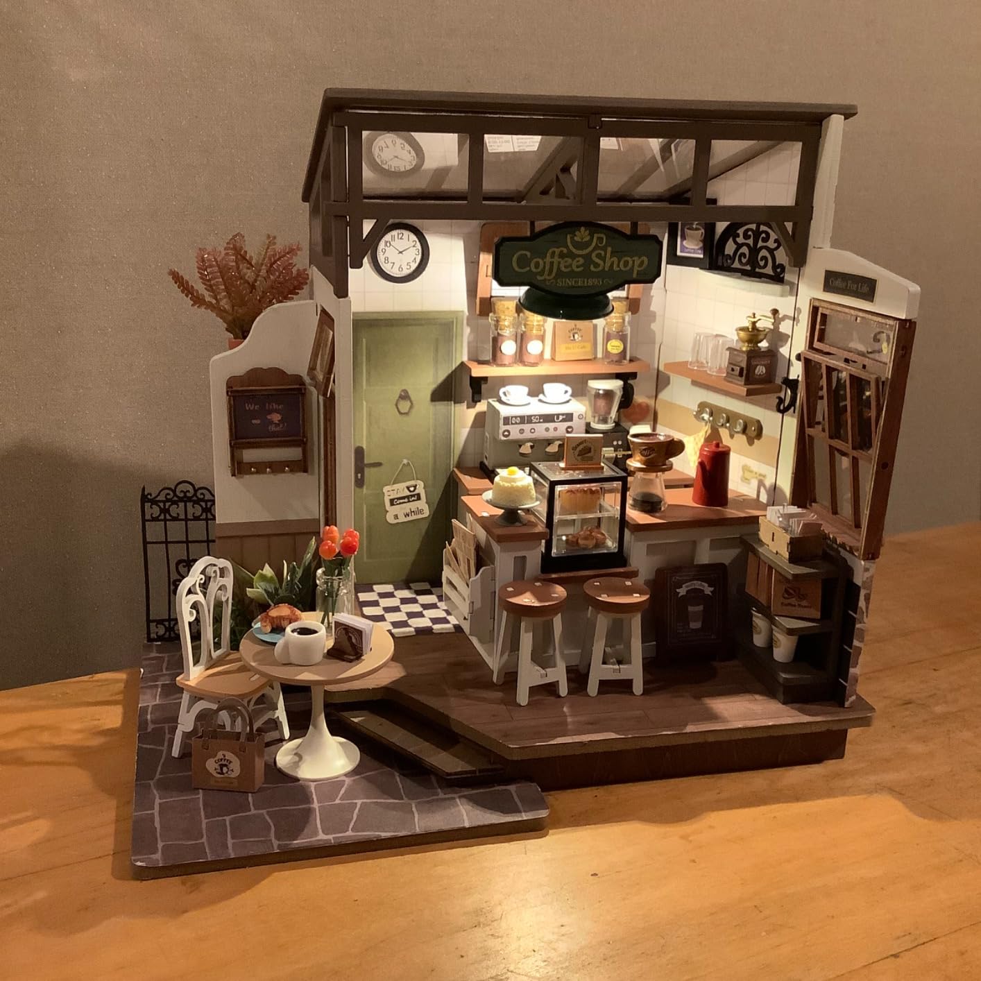 ROWOOD Doll House Kit Coffee House, DIY Miniature House Craft Building ...