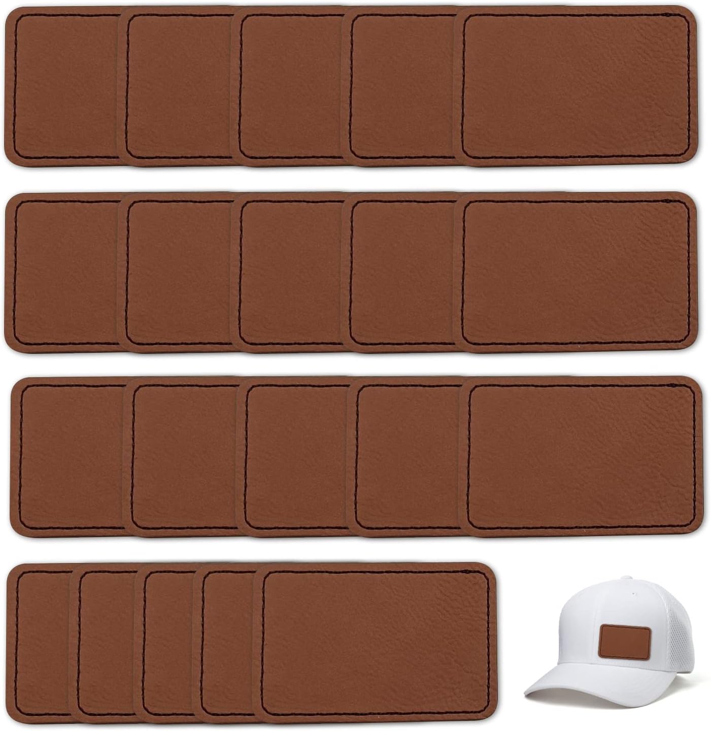 20 Pcs Leatherette Hat Patches with Adhesive, Rectangle Leather Hat ...