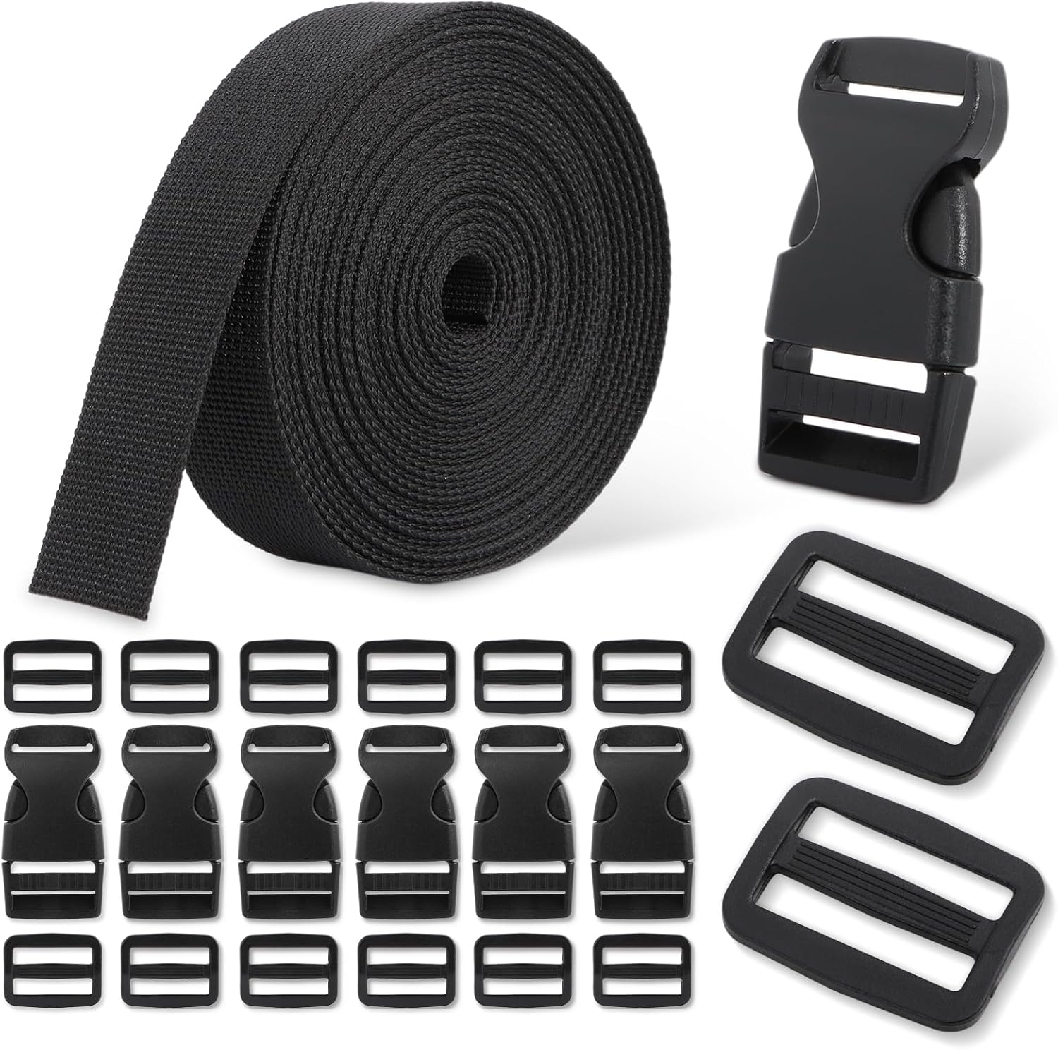 Amazon.com: Buckle & Strap Kit - 6 Yards 1 Inch Wide Polyester Webbing ...