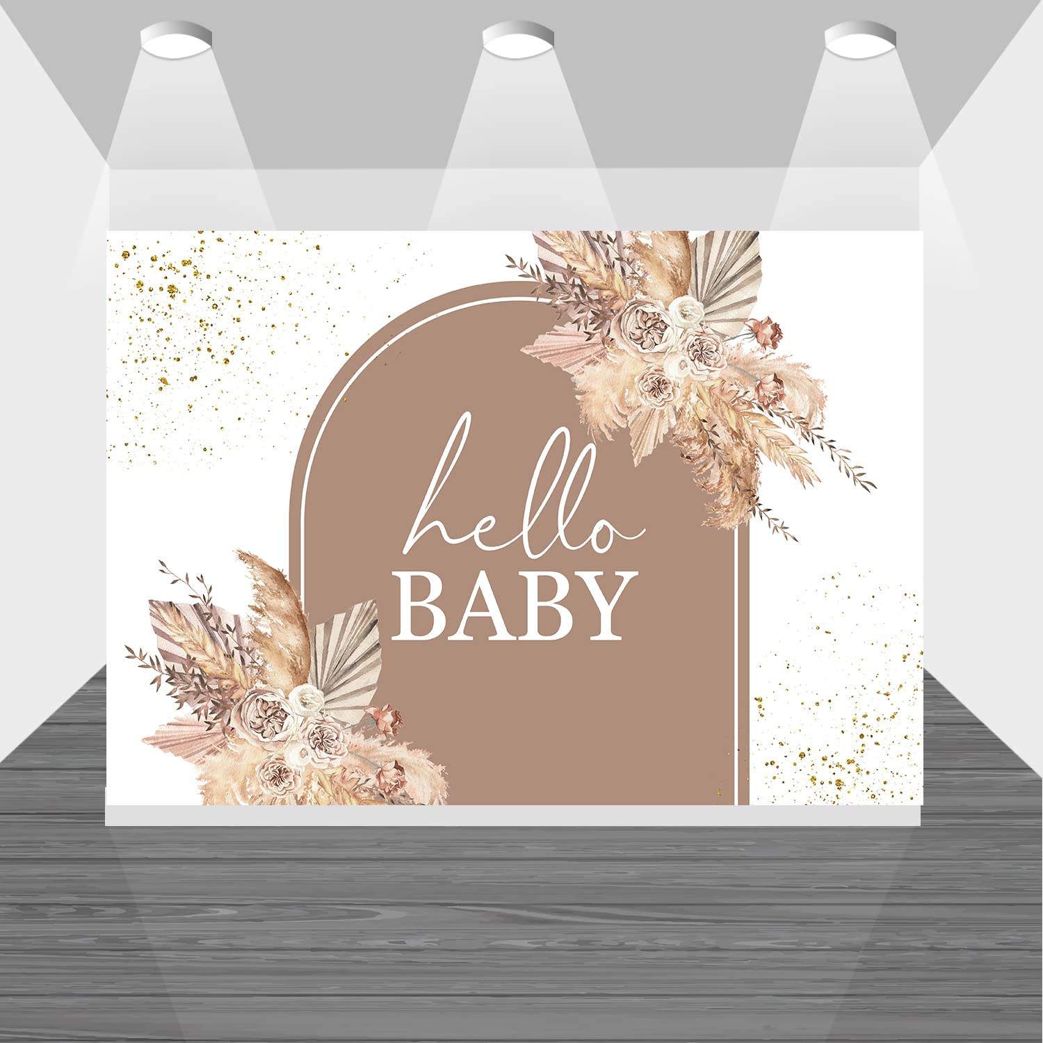Buy 5x3ft Boho Baby Shower Photography Backdrops Gold Glitter ...