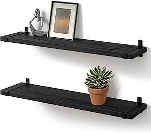 Amazon.com: Gronda Black Floating Shelves for Wall 24 Inch Long Wall ...