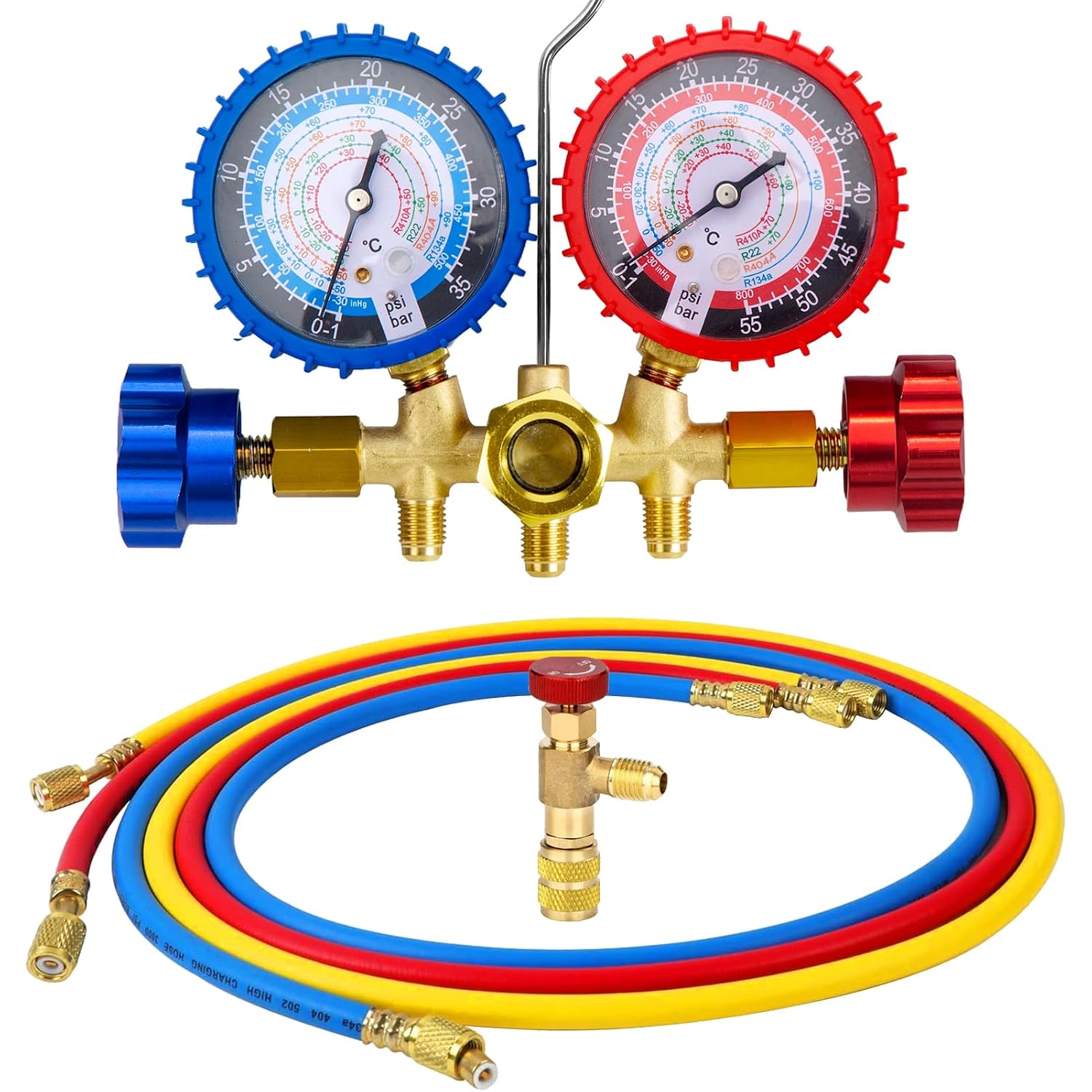 Juego Manometros Refrigeracion Manifold R410A,Con 4000 PSI manguera ...