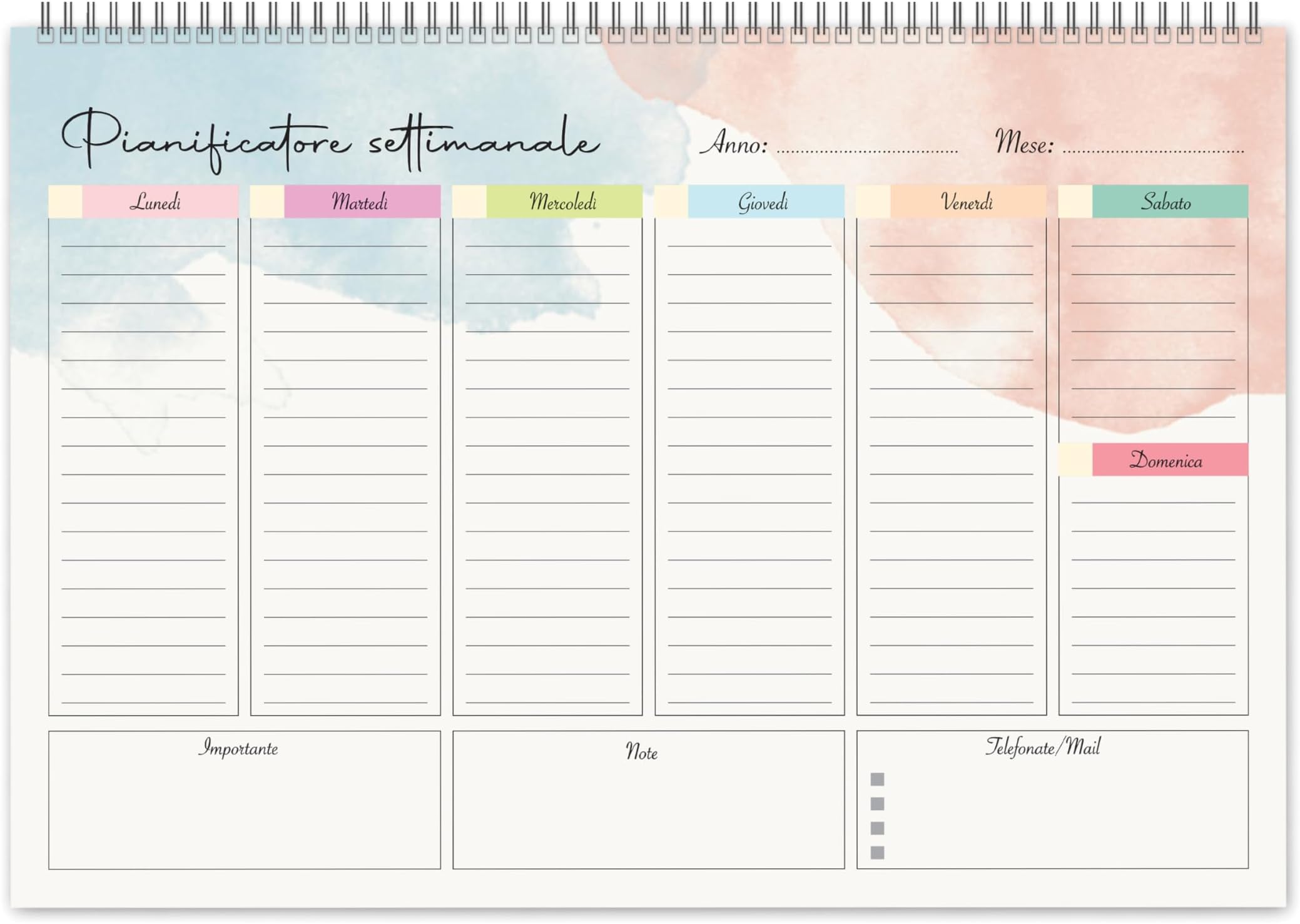 Planner settimanale 42x30 - agenda planner da tavolo senza data - True ...