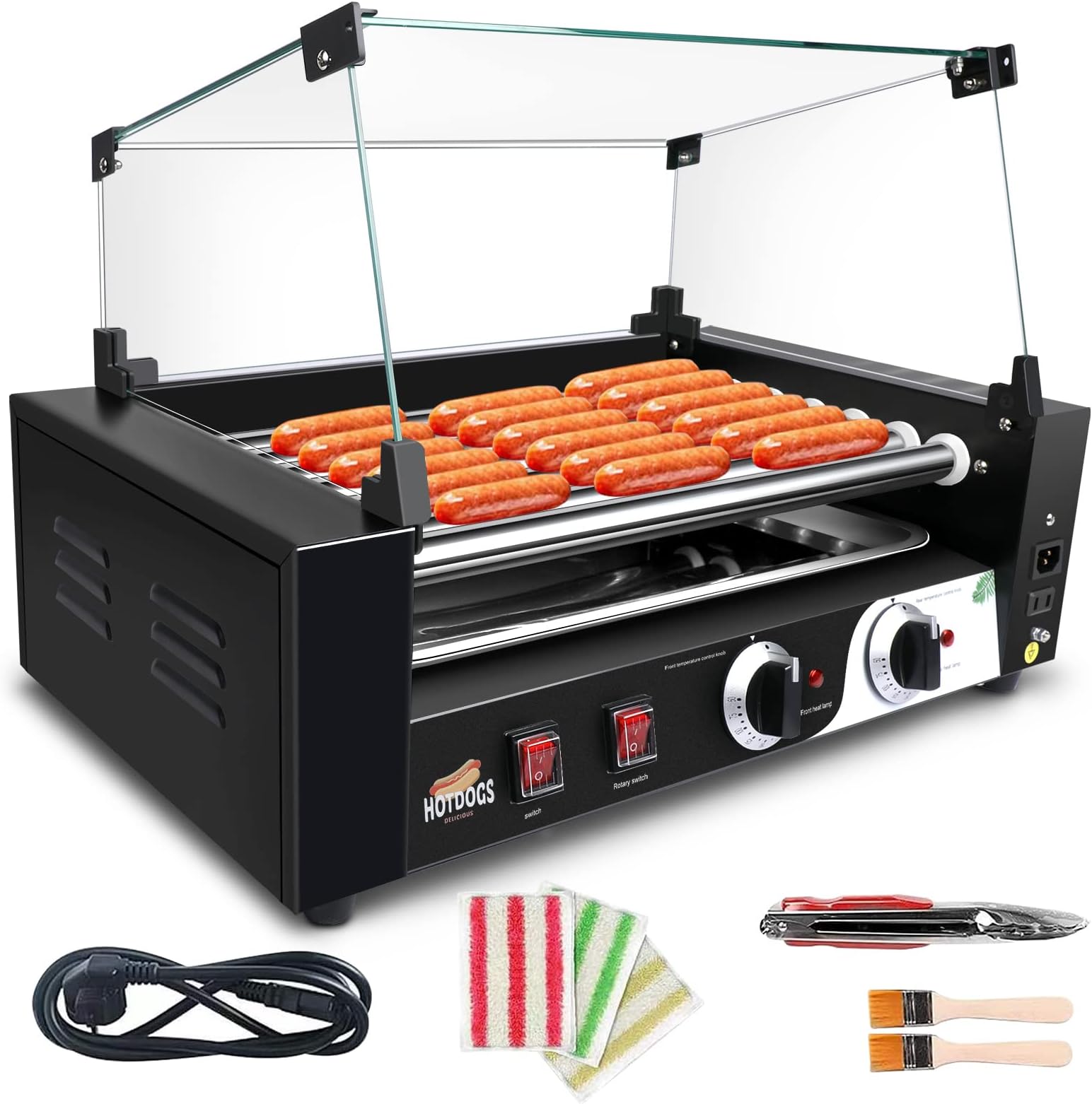 Amazon.com: Olde Midway Electric 18 Hot Dog 7 Roller Grill Cooker ...