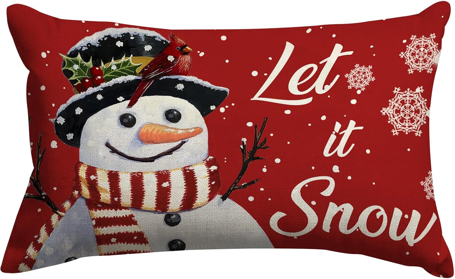 Amazon.com: GOOESING Red Christmas Let it Snow Snowman Throw Pillow ...