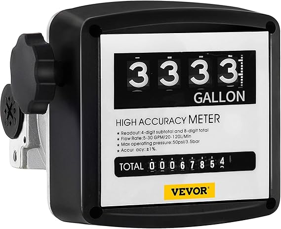 Amazon.com: VEVOR Mechanical Fuel Meter 5 to 30 GPM Digital Diesel Fuel ...