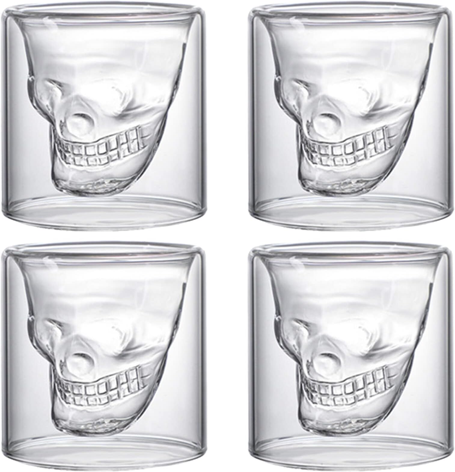 Amazon.com | DSYJ Skull Face Shot Glasses Heavy Base Crystal Cups Set ...