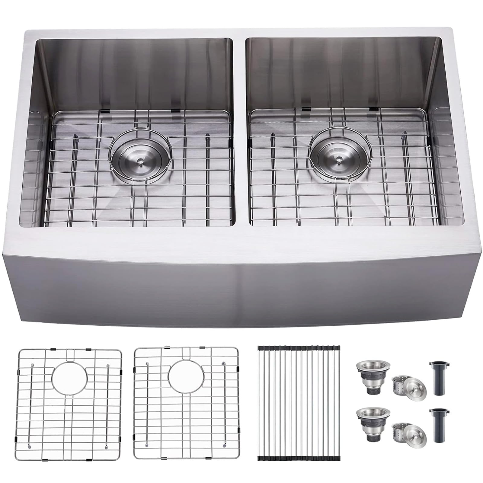 Snapklik.com : SHACO 33 Inch Double Bowl Divided 50/50 Farmhouse Sink
