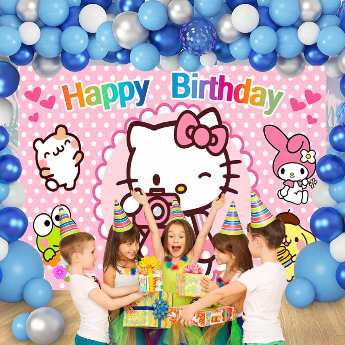 Kawaii Birthday Backdrop Kawaii Kitty Birthday Backdrop - Large Cat ...