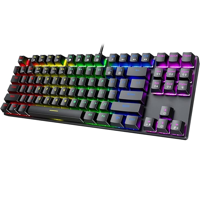 Buy Mechanical Gaming Keyboard, Customizable Rainbow LED Backlit USB ...