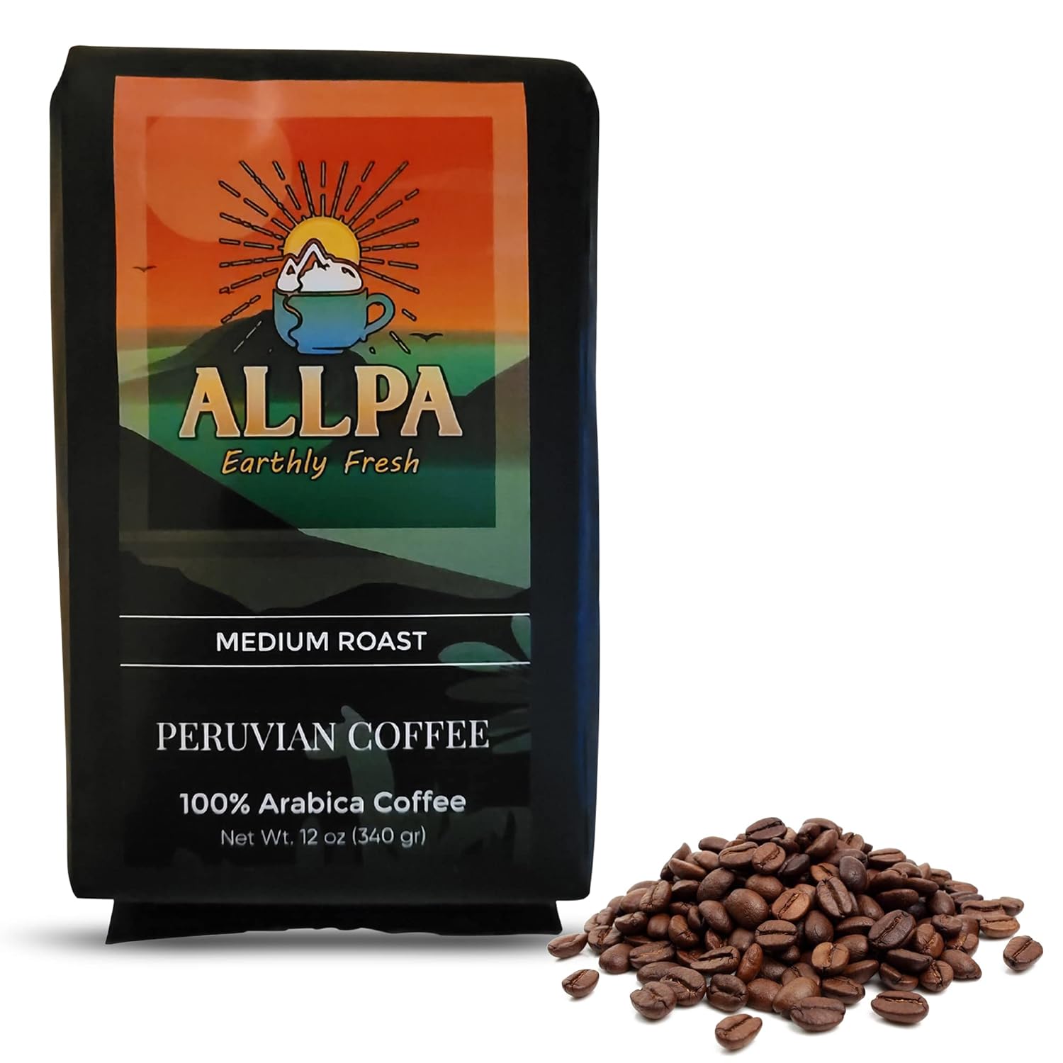 Amazon.com : Allpa Peruvian Coffee 12 oz, Whole Bean Coffee, Medium ...