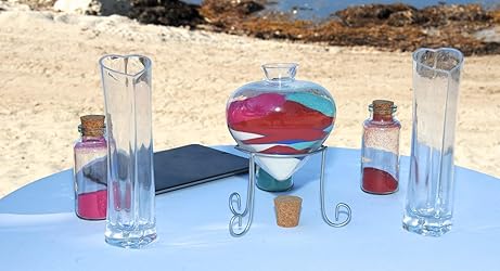Amazon.com: Heart Shaped Glass Sand Ceremony Set (4 Piece kit) Includes ...
