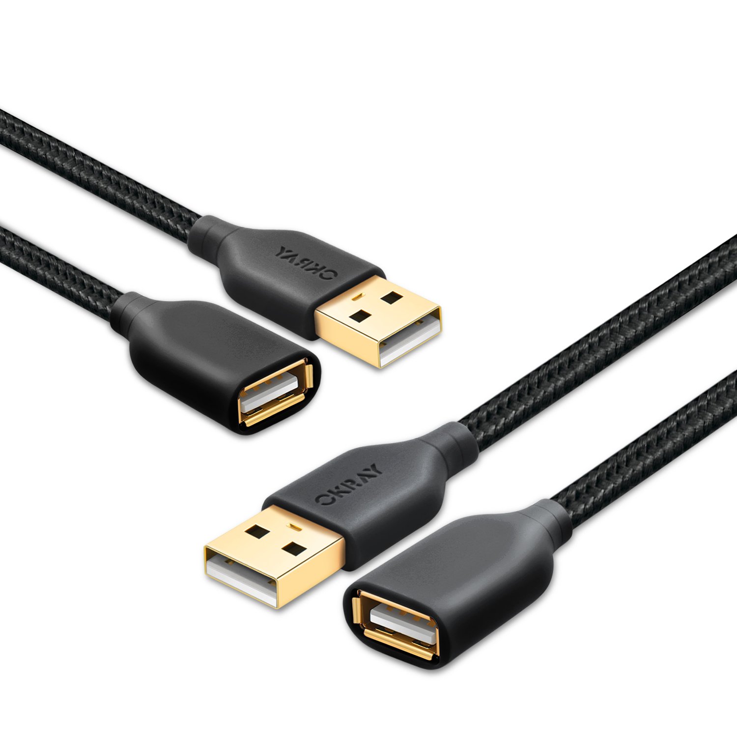 Amazon.com: OKRAY USB Extension Cable 10FT, 2-Pack Nylon Braided USB 2. ...