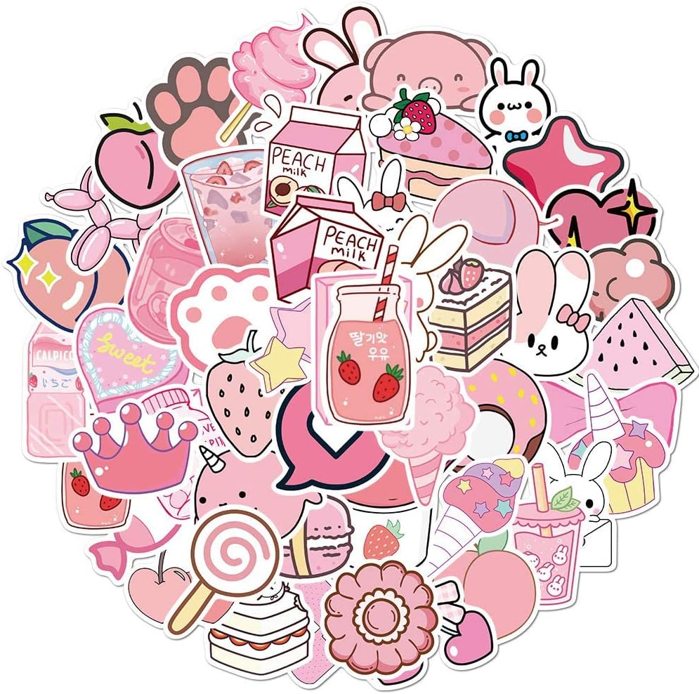 CSDPC Pink Preppy Style Stickers - 50Pcs Cute Vsco for Laptop, Car ...