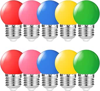 Suncan 10 Pack E27 Screw Cap Coloured LED Light Bulbs Lamps for Outdoor ...