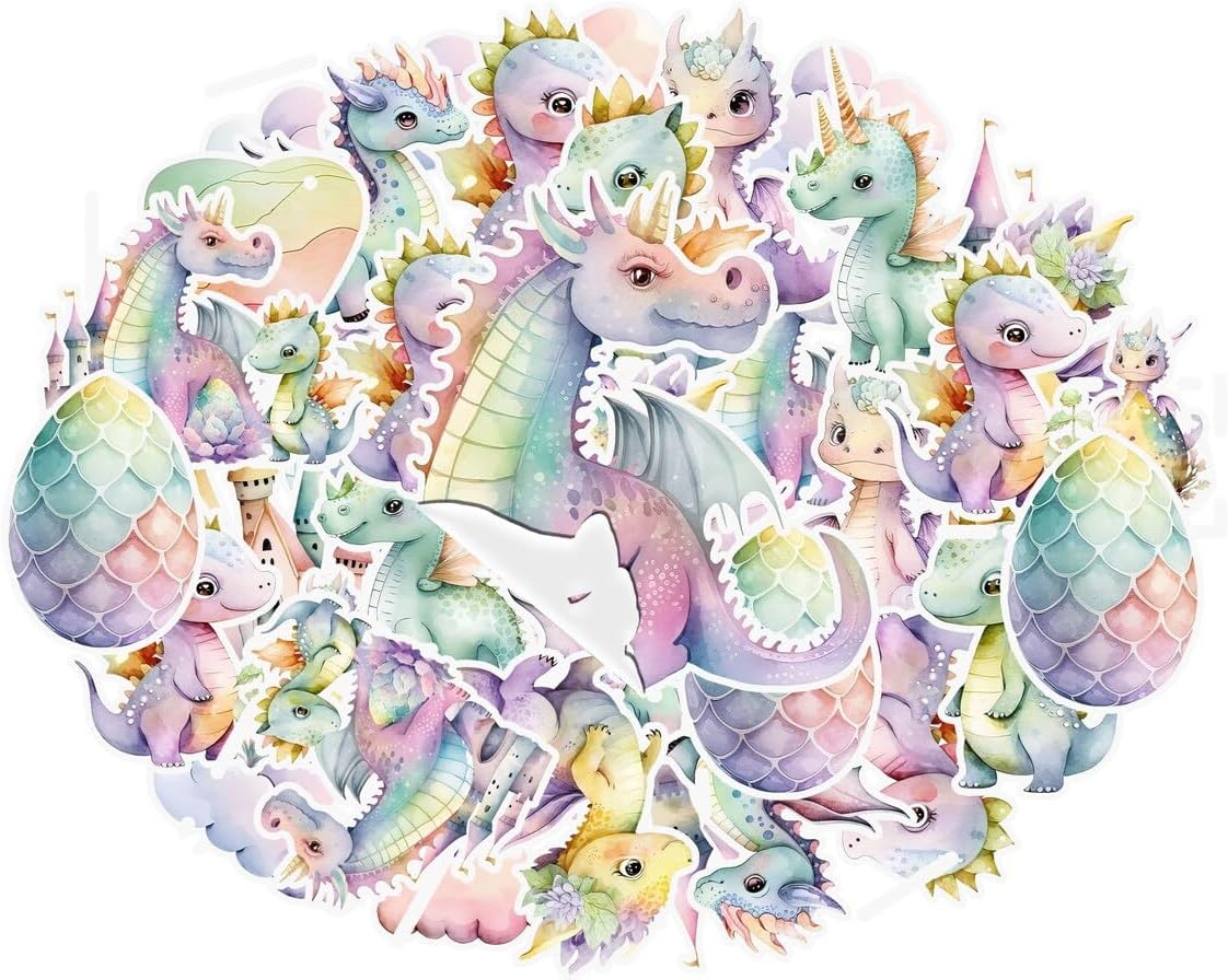 Amazon.com: 25 Pcs Pink Dragon Stickers - Whimsical Decor for Girls ...