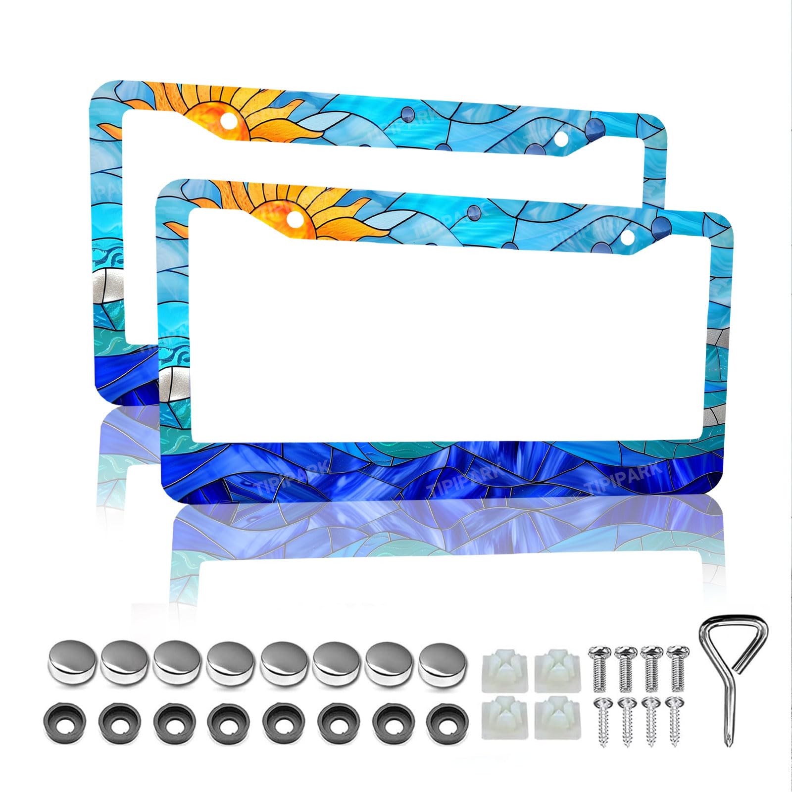 Amazon.com: Glass Ocean License Plate Frame - 2 Packs Universal ...