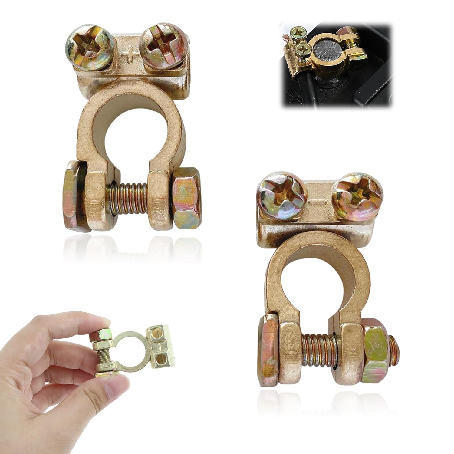 2 Pcs Battery Terminals Connectors, 12V/24V Universal Heavy Duty Stud ...