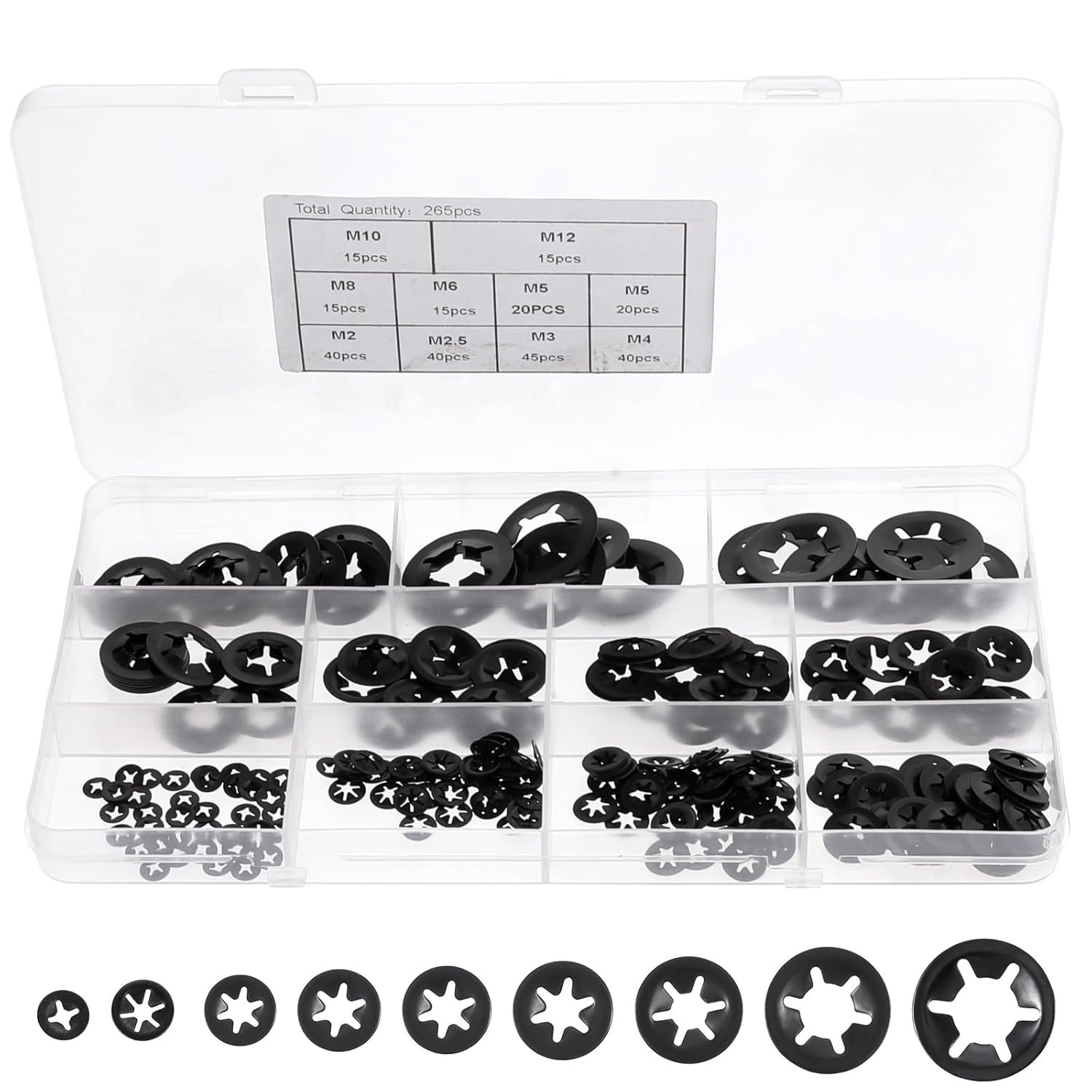 Amazon.com: 265PCS 9 Sizes Internal Tooth Star Lock Washers, Large ...