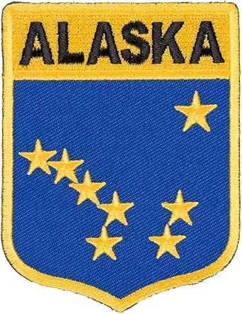Amazon.com: Alaska State Flag Shield Patch, United States of America ...