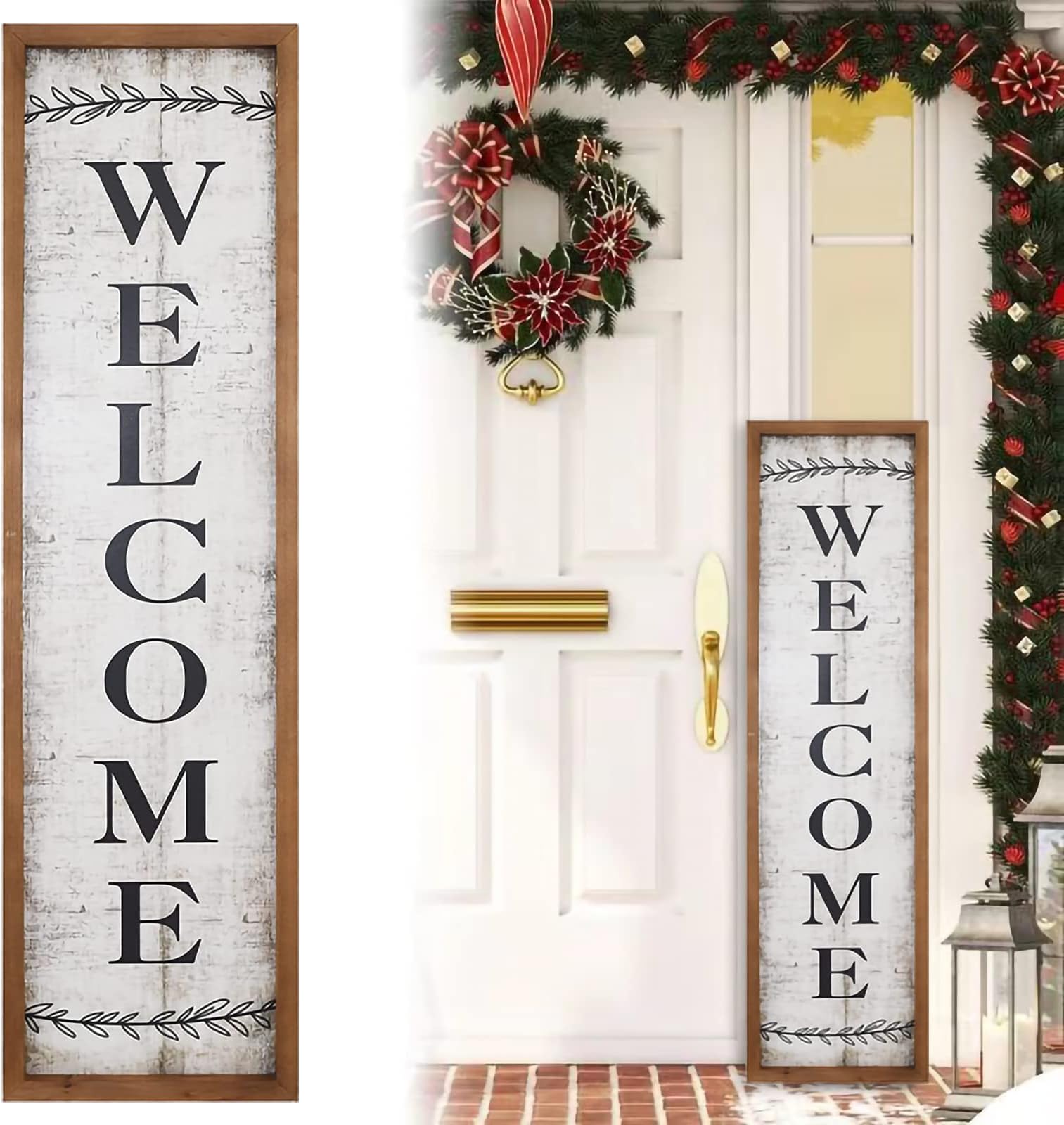 Amazon.com: MODE HOME Solid Wood Farmhouse Welcome Sign for Front Porch ...