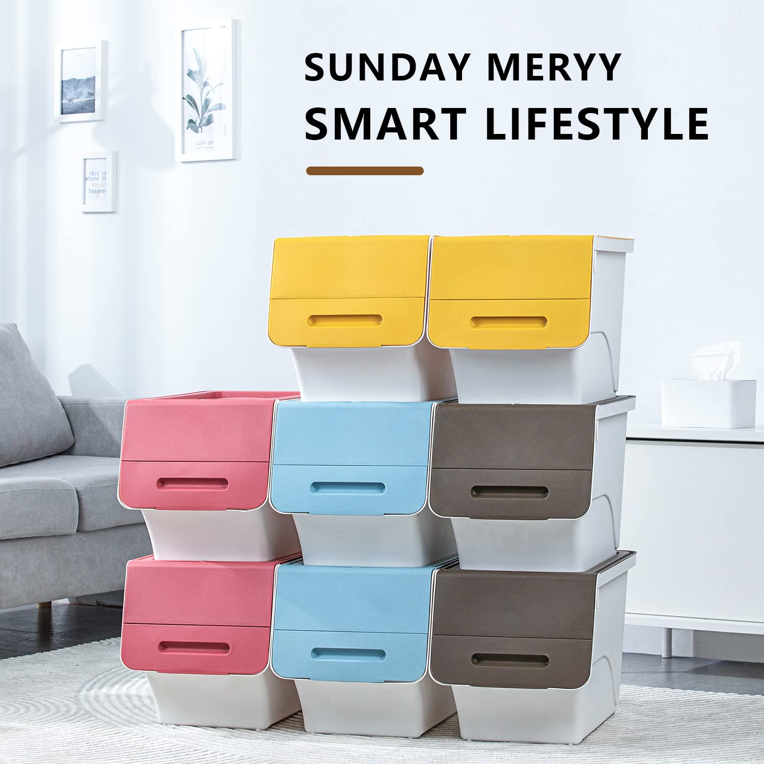 Sunday Merry Plastic Storage Boxes with Lids for Multi-Use in Bedroom ...